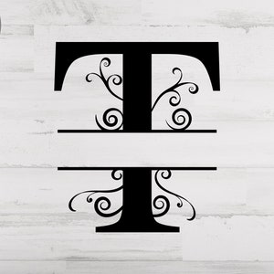 Floral Split Monogram Frame T Svg, Split Letter T Svg/png/dxf File ...
