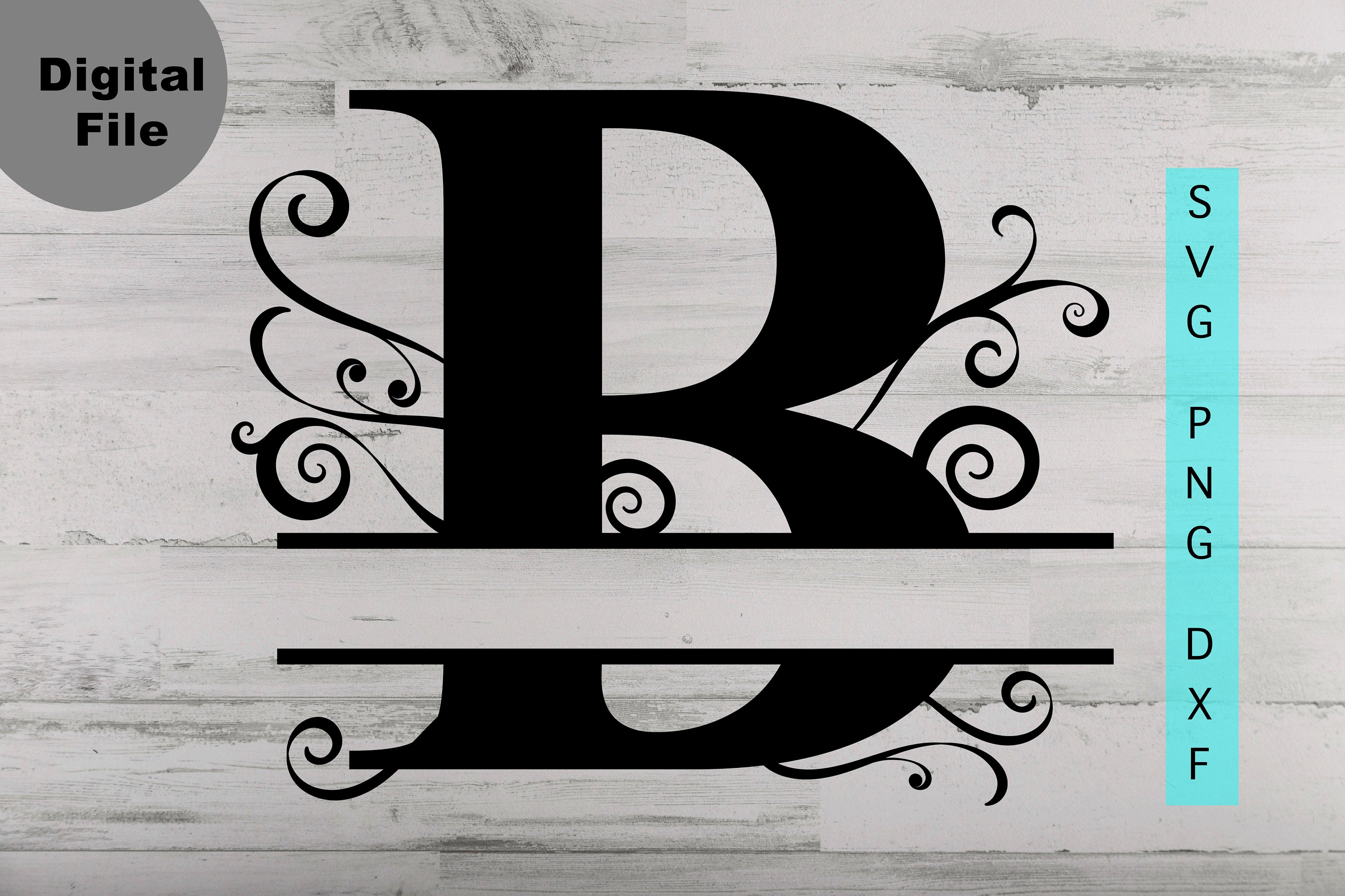 Floral Split Monogram Frame B Svg, Split Letter B Svg/png.dxf File ...