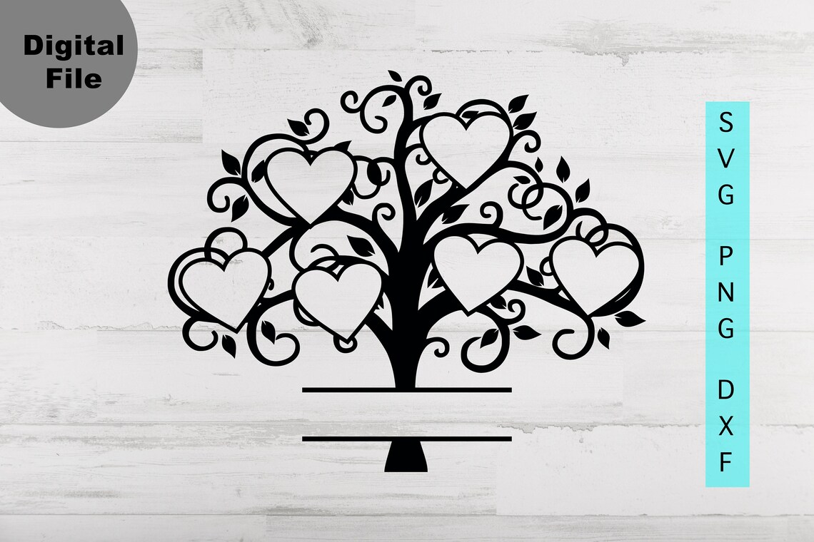 Family Tree 6 Members Svg, Family Heart Tree Svg/png/dxf File, Family ...