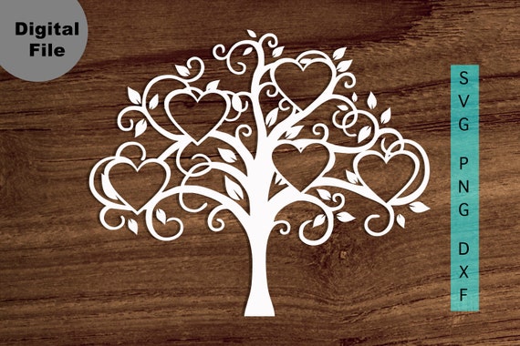 Family Tree 5 Members Svg Family Heart Tree Svg/png/dxf File - Etsy