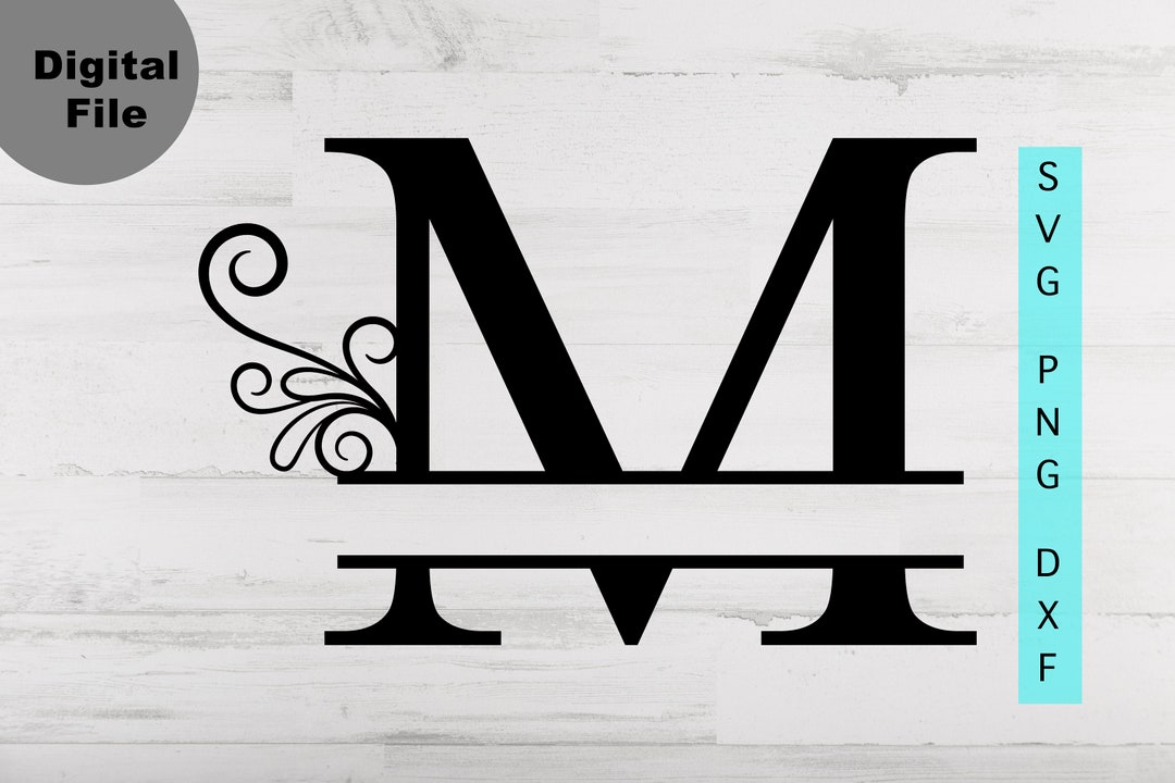 Split Monogram M SVG/PNG/DXF, Alphabet M Monogram Frame, Instant ...