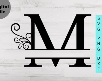 M Split Monogram Svg | Etsy