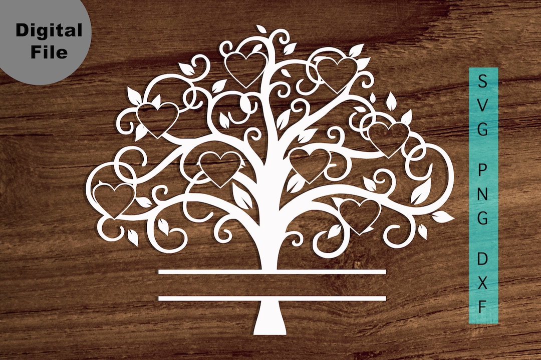 Family Tree 8 Members Svg, Family Heart Tree Svg/png.dxf File, Family ...