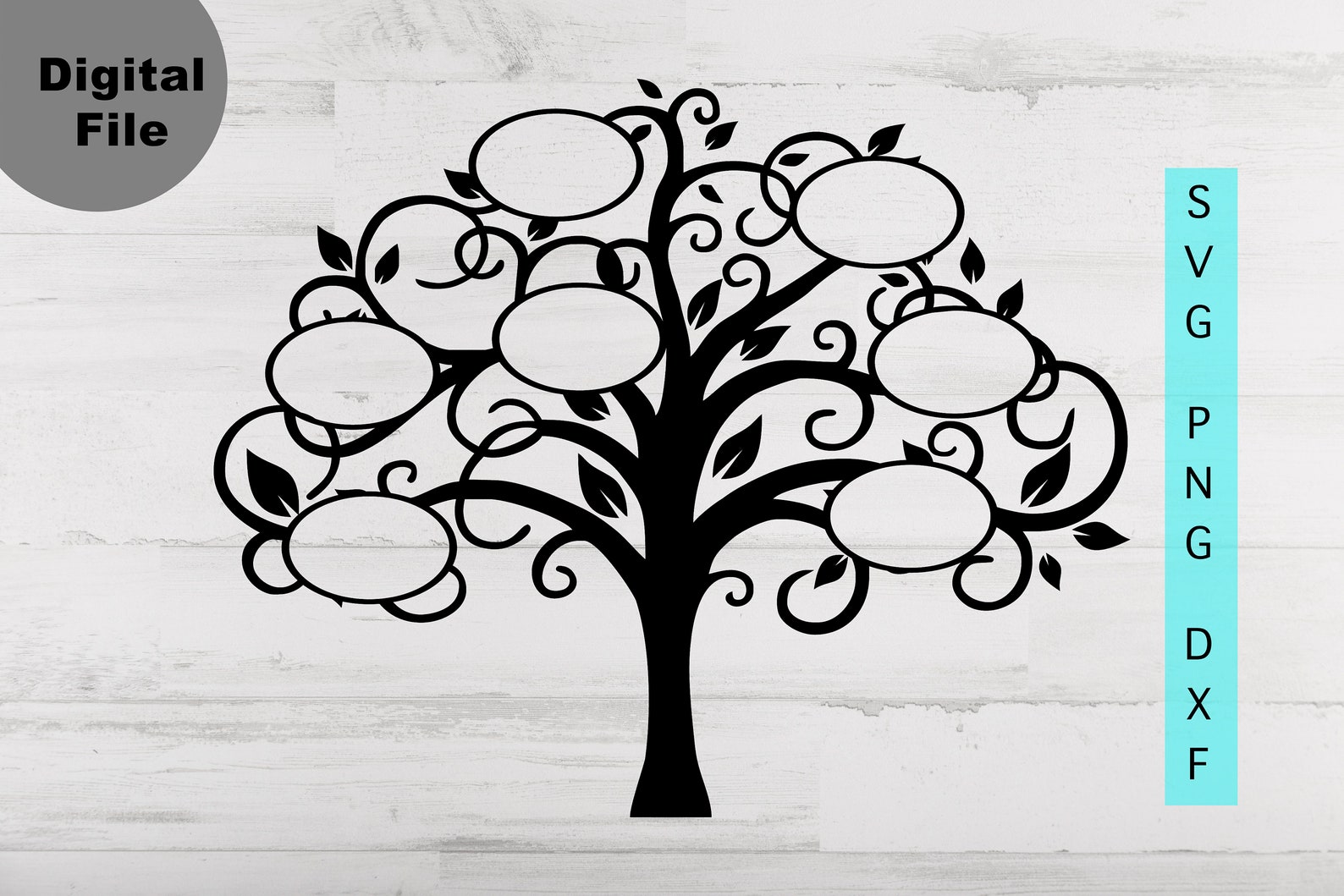 Family Tree 7 members Svg Family Tree Oval frame Svg/png.dxf | Etsy