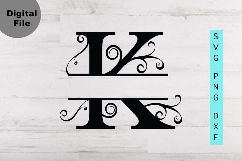 Floral Split Monogram Frame K Svg Split Letter K Svg/png/dxf - Etsy