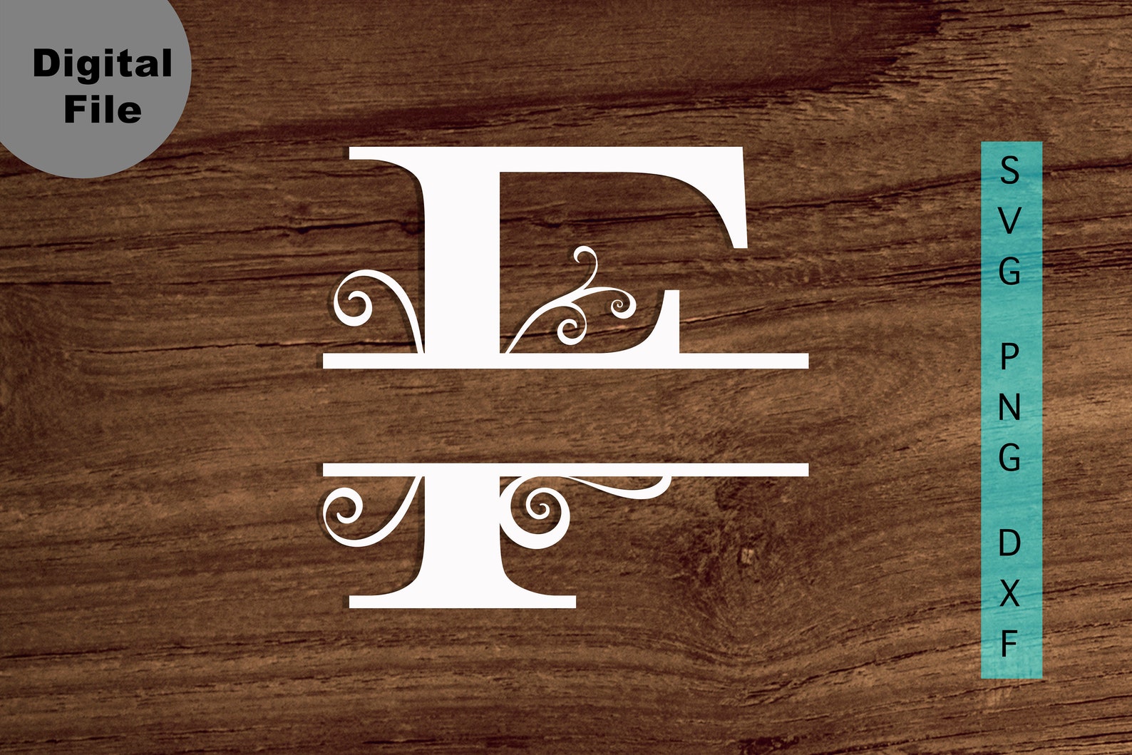 Split Monogram F Frame Svg Single Letter F Svg Png Dxf File Etsy
