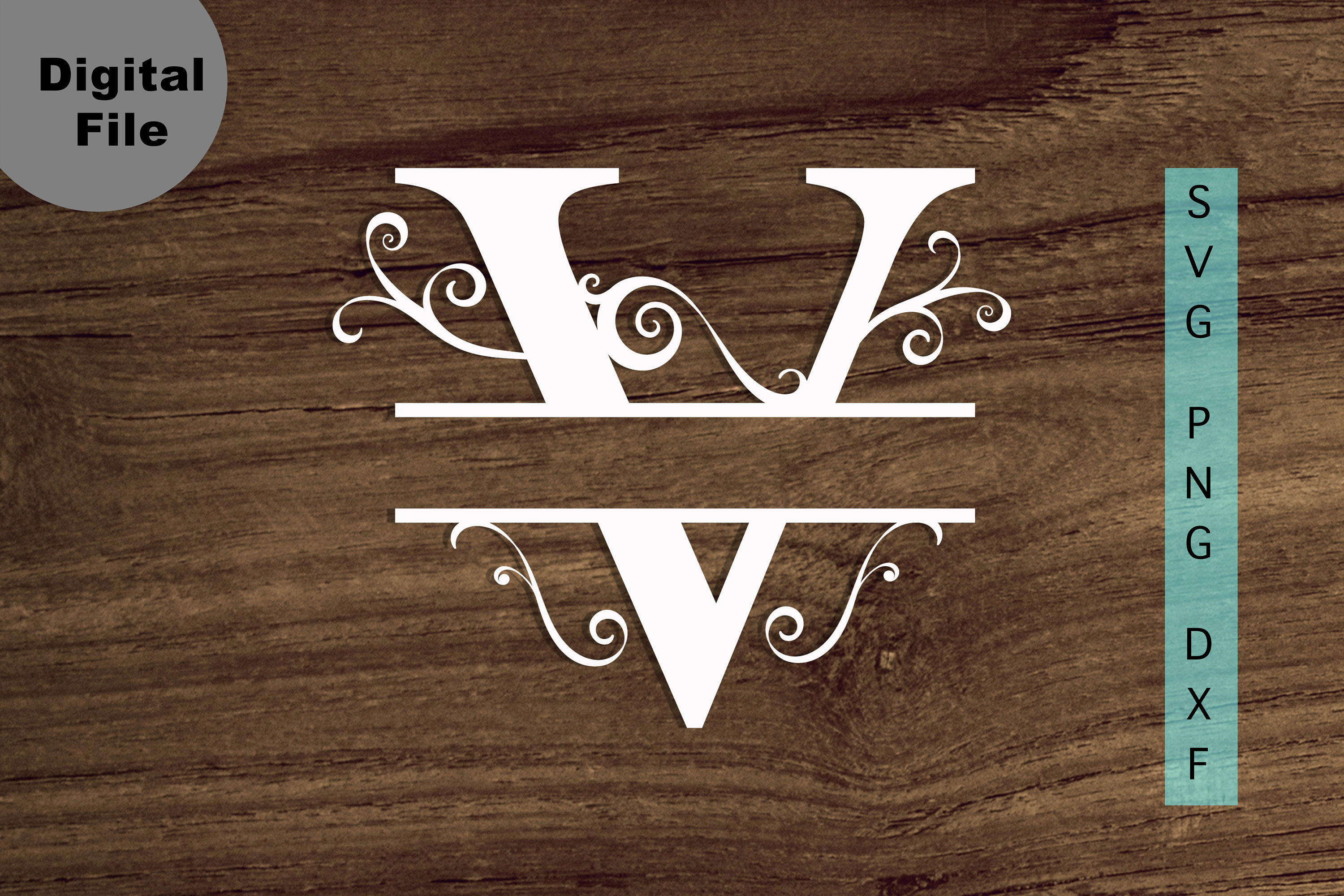 Floral Split Monogram Frame V Svg Split Letter V Svg/png/dxf | Etsy