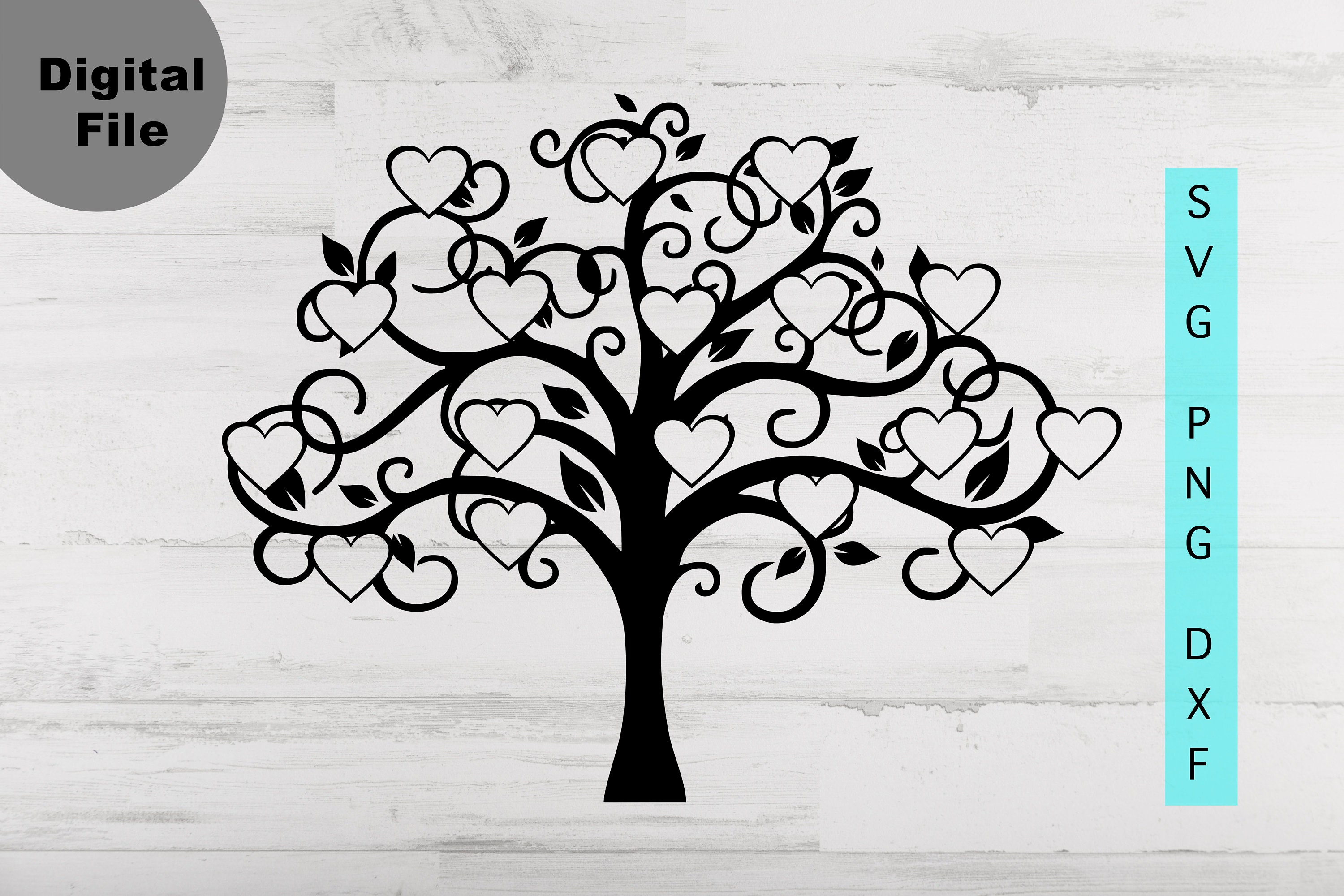 Family Tree 17 Members Svg, Family Heart Tree Svg/png/dxf File, Family ...