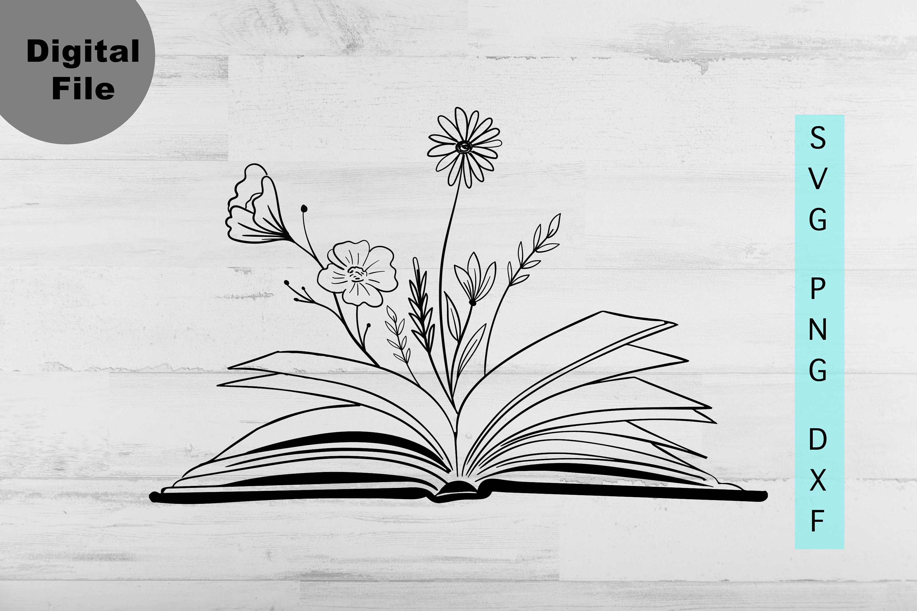 Book Lover Gift Svg Flower Book Svg/png/dxf File Floral Book - Etsy