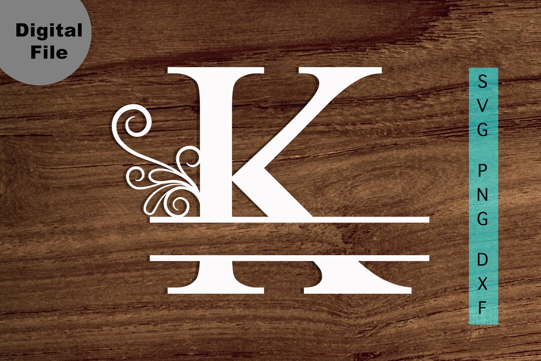 Split Monogram K SVG/PNG/DXF, Alphabet K Monogram Frame, Instant ...