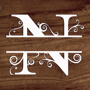 Floral Split Monogram Frame N Svg, Split Letter N Svg/png/dxf File ...