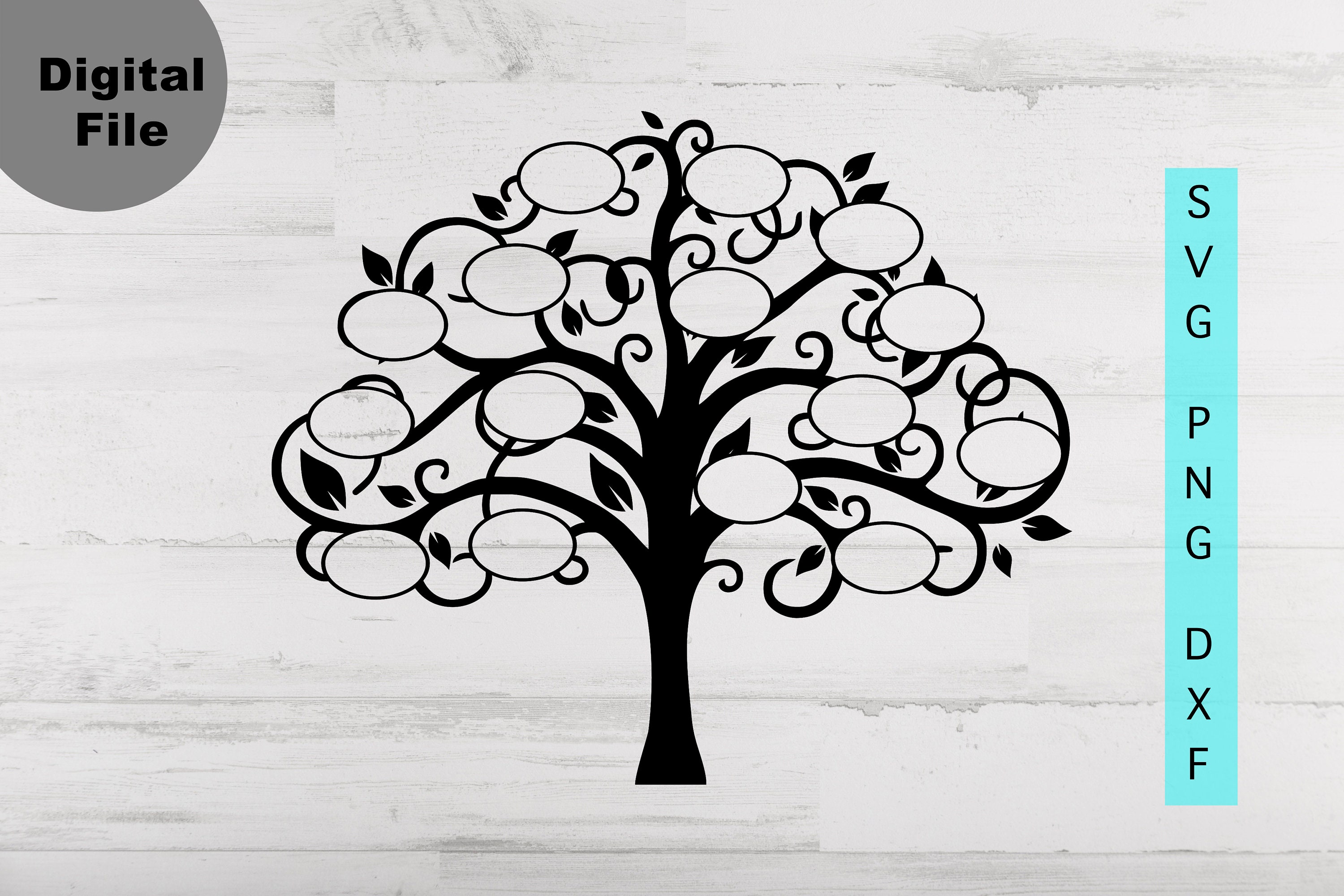 Family Tree 15 members Svg Family Tree Oval frame Svg/png.dxf | Etsy