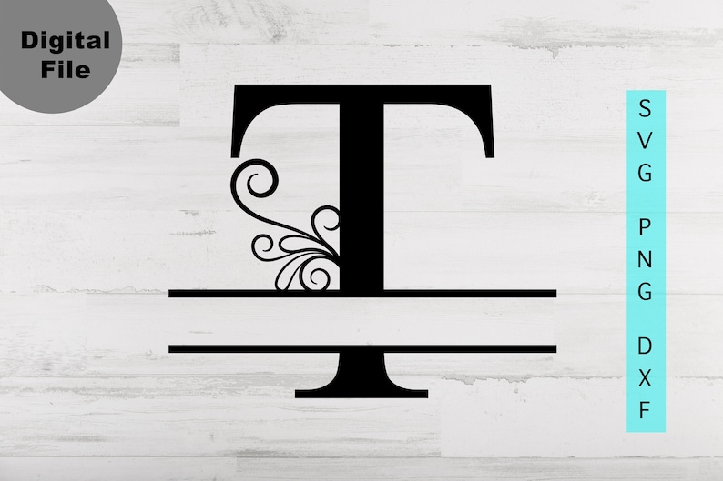 Split Letter T SVG/PNG/DXF Alphabet T Monogram Frame Instant - Etsy