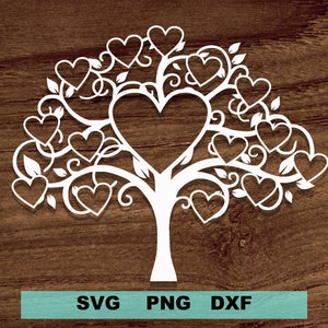 Family Tree 15 Members Svg, Family Heart Tree Svg/png/dxf File, Family ...