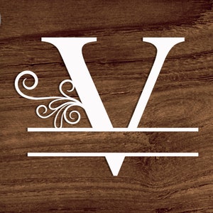 Split Letter V SVG/PNG/DXF, Alphabet V Monogram Frame, Instant Download ...