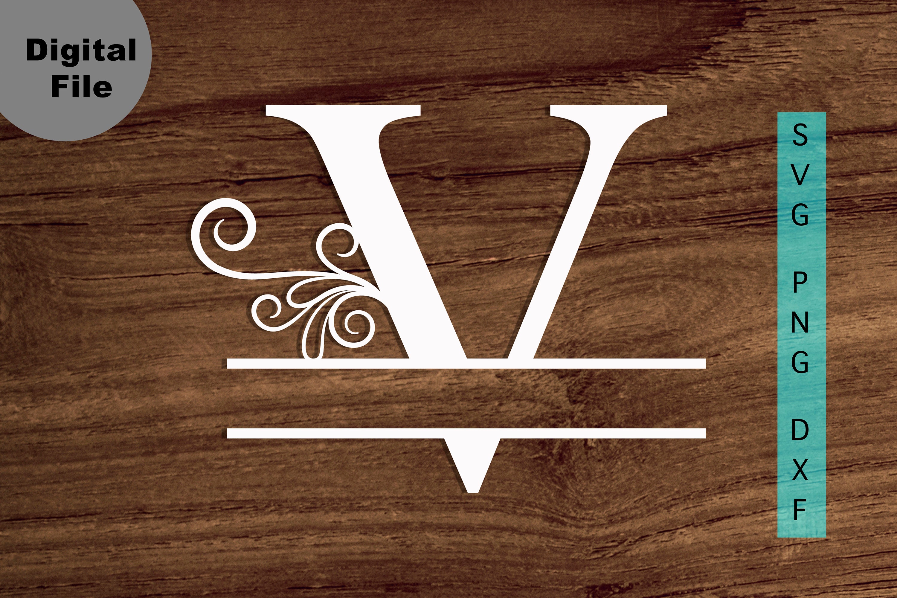 Split Letter V SVG/PNG/DXF Alphabet V Monogramm Rahmen | Etsy