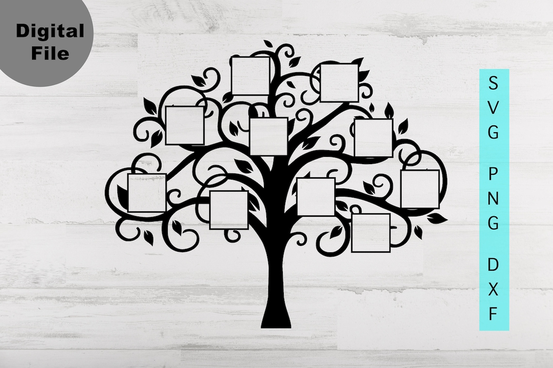 Family Tree 10 members Svg Family Tree square Svg/png/dxf | Etsy