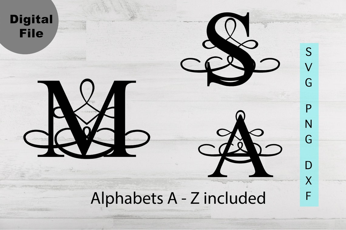 Monogram Svg Fancy Alphabet Letters Svg/png/dxf Cut Files - Etsy