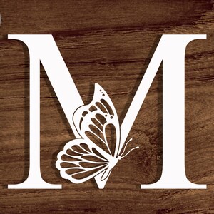 Butterfly Monogram M Frame Svg, Keychain Svg, Single Alphabet With ...