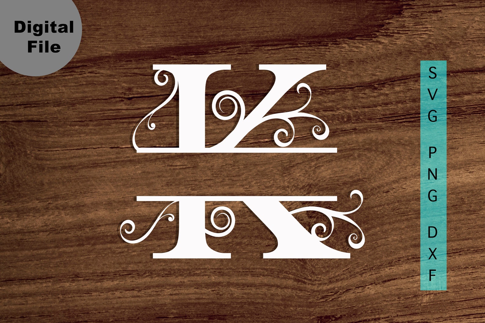 Floral Split Monogram Frame K Svg, Split Letter K Svg/png/dxf File ...