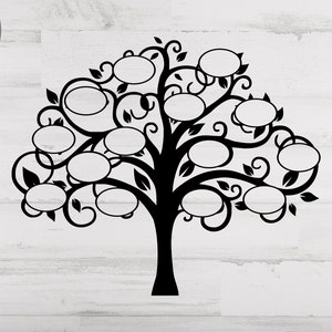 Family Tree 14 Members Svg, Family Tree Oval Frame Svg/png.dxf File ...