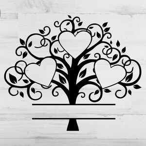 Split Family Tree 3-25 Members Svg Bundle, Family Heart Tree Svg/png ...