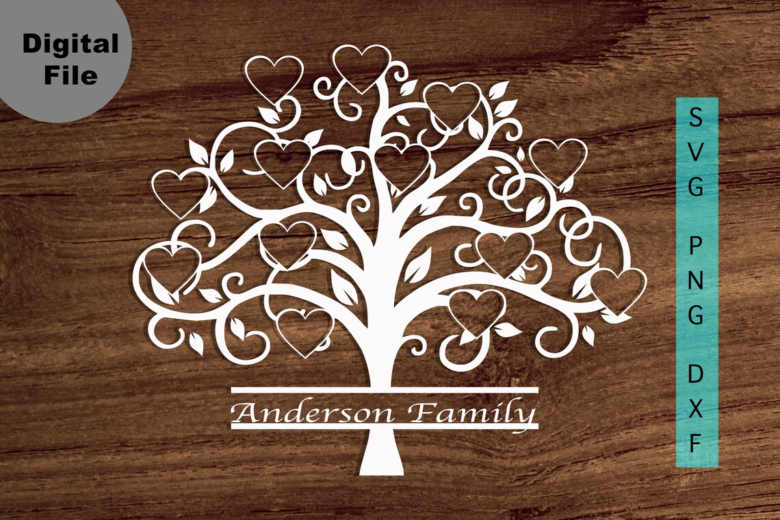 Family Tree 13 Members Svg, Family Heart Tree Svg/png.dxf File, Family ...