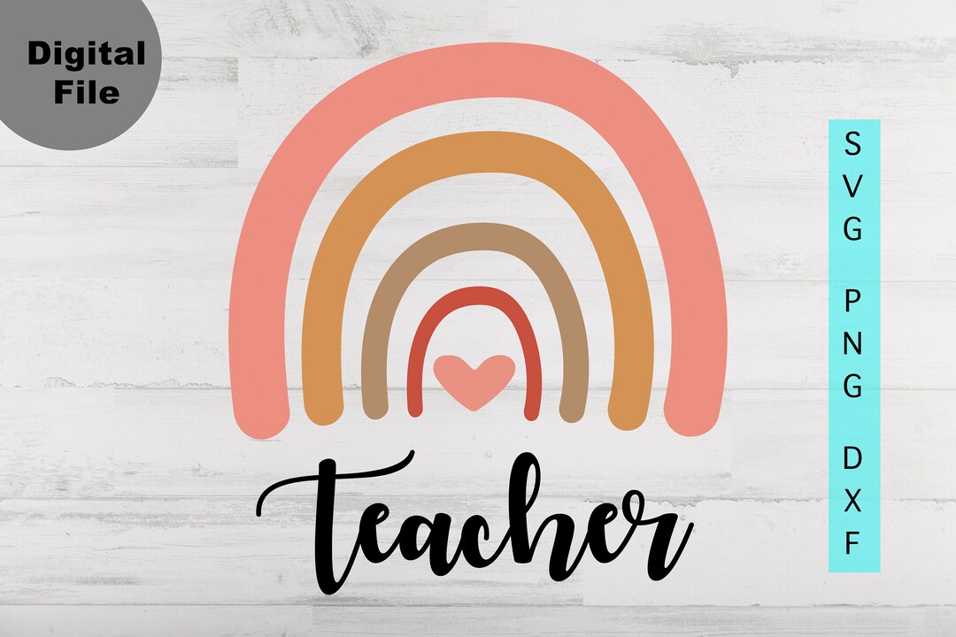 Teacher Rainbow Svg, Boho Rainbow Cutfile for Cricut, Rainbow Sticker ...