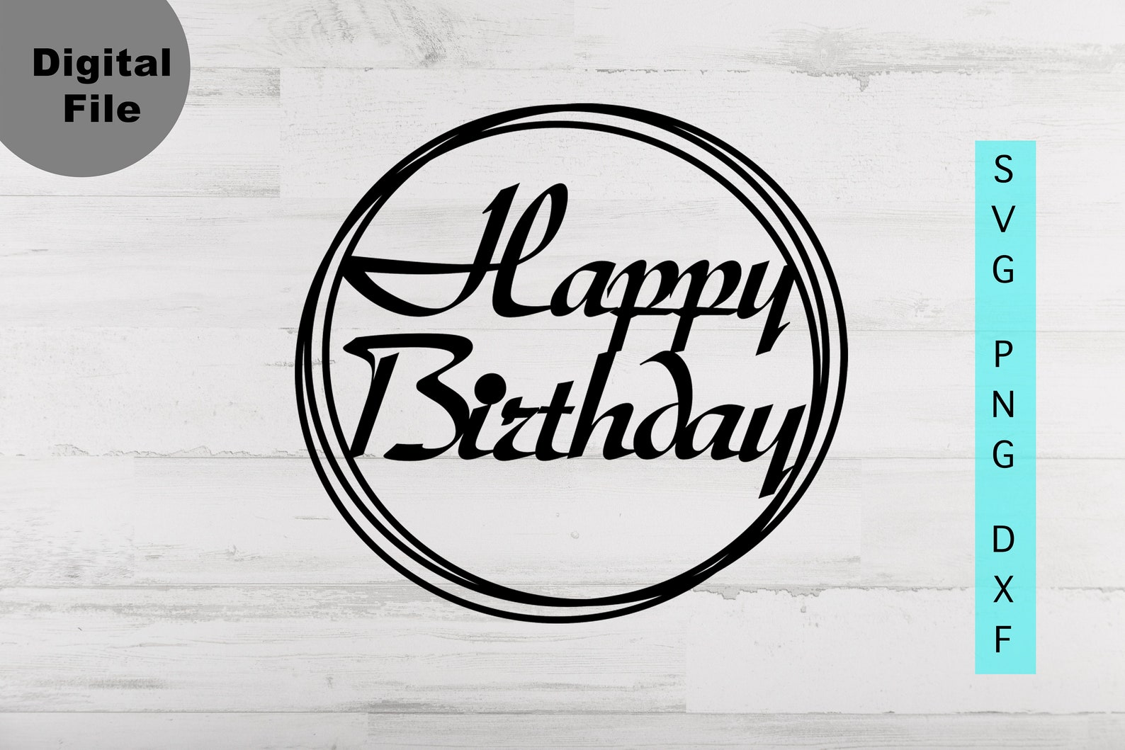 Birthday Cake Topper Svg Cake Topper Round Frame Svg/png.dxf - Etsy