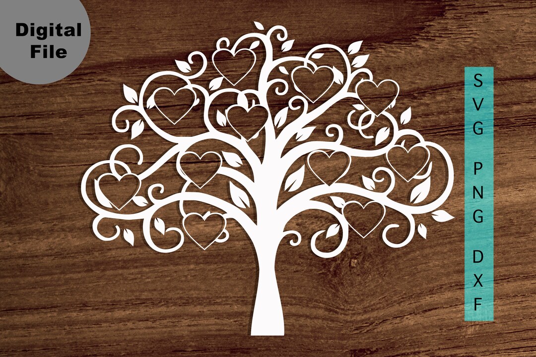 Family Tree 11 Members Svg, Family Heart Tree Svg/png.dxf File, Family ...