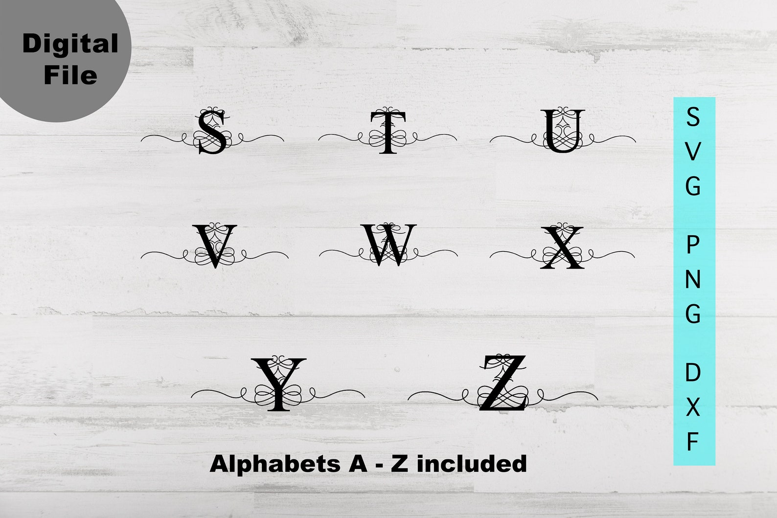 Monogram Svg Fancy Alphabet Letters Svg/png/dxf Cut Files | Etsy