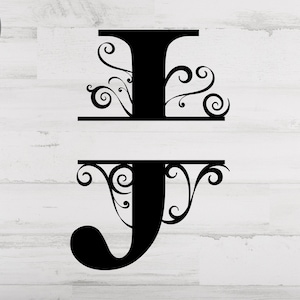 Floral Split Monogram Frame J Svg, Split Letter J Svg/png.dxf File ...
