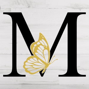 Butterfly Monogram M Frame Svg, Keychain Svg, Single Alphabet With ...