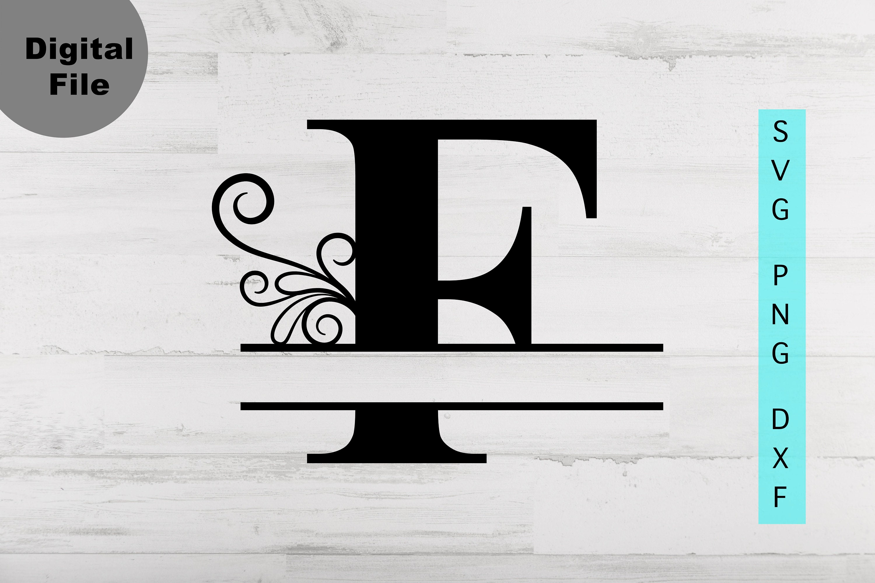 Split Monogram F Svg Png Dxf Alphabet F Monogram Frame Etsy