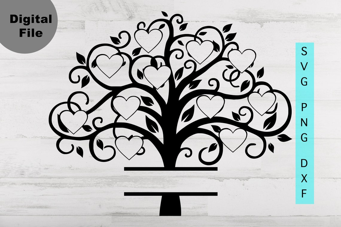 Family Tree 11 Members Svg, Family Heart Tree Svg/png.dxf File, Family ...