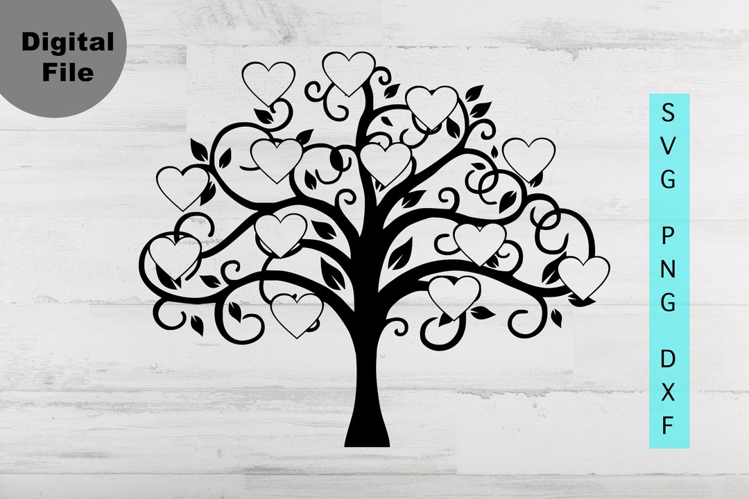 Family Tree 13 Members Svg, Family Heart Tree Svg/png.dxf File, Family ...