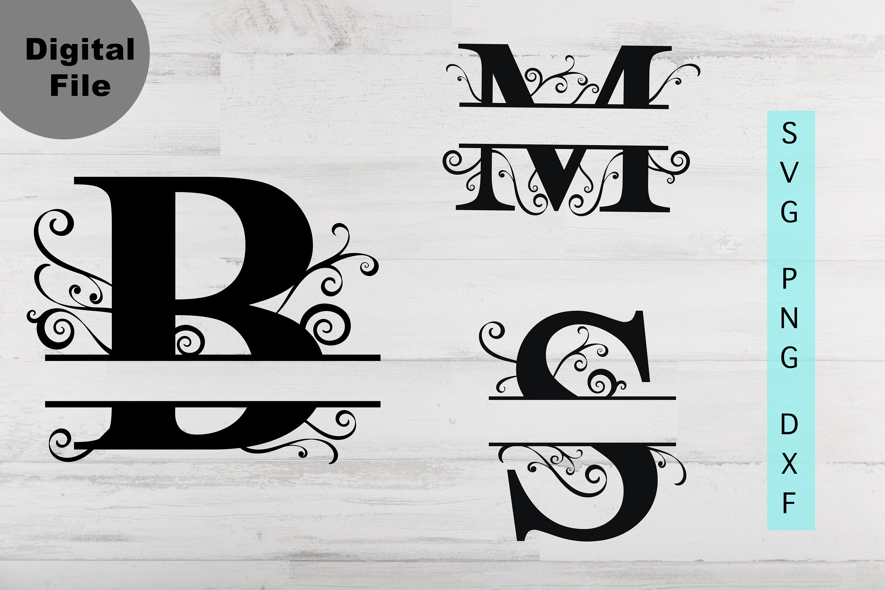 Floral Split Monogram Frame Svg Split Alphabet Letters - Etsy