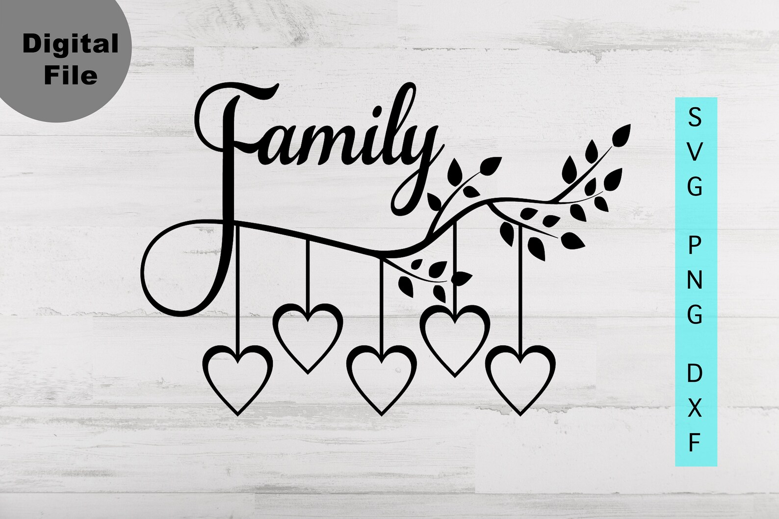 Family Tree 5 Members Svg Family Tree Branch Heart Frame - Etsy
