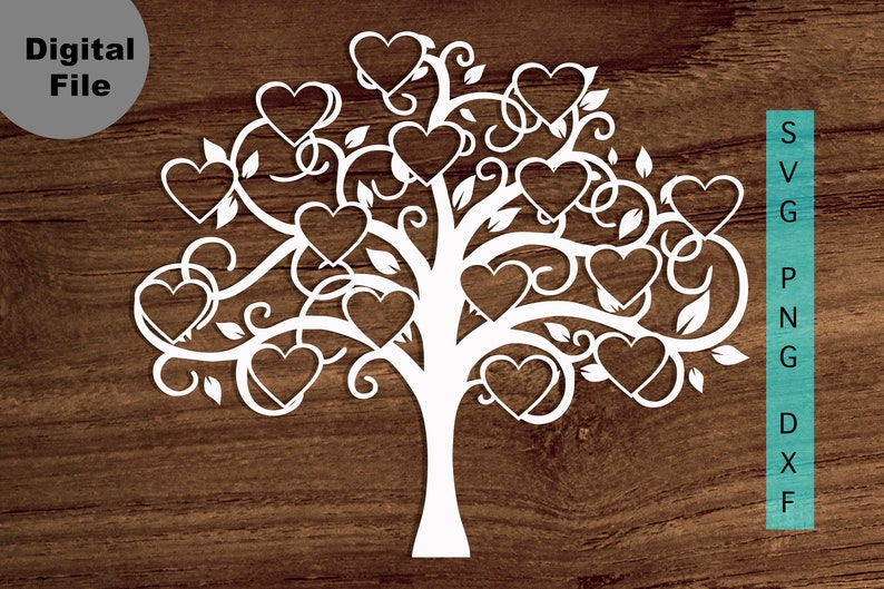 Family Tree 15 Members Svg, Family Heart Tree Svg/png.dxf File, Family ...