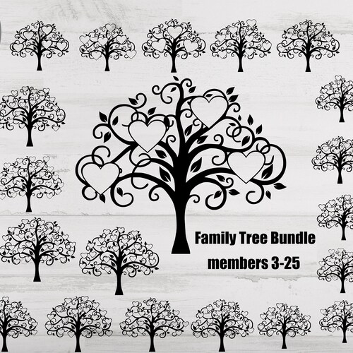 Family Tree 15 Members Svg Family Heart Tree Svg/png.dxf - Etsy