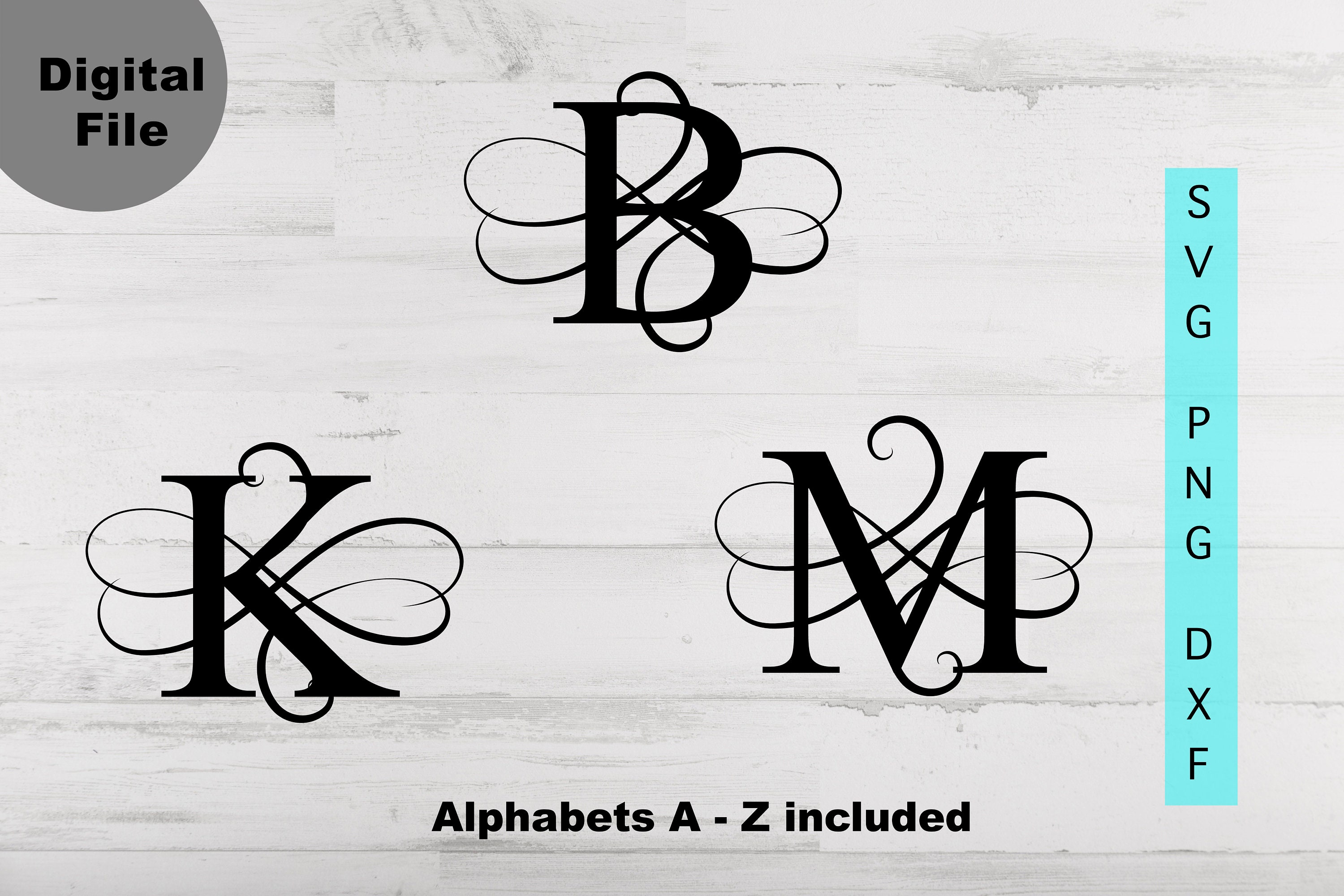 Monogram Svg, Fancy Alphabet Letters Svg/png/dxf Cut Files, Alphabets ...
