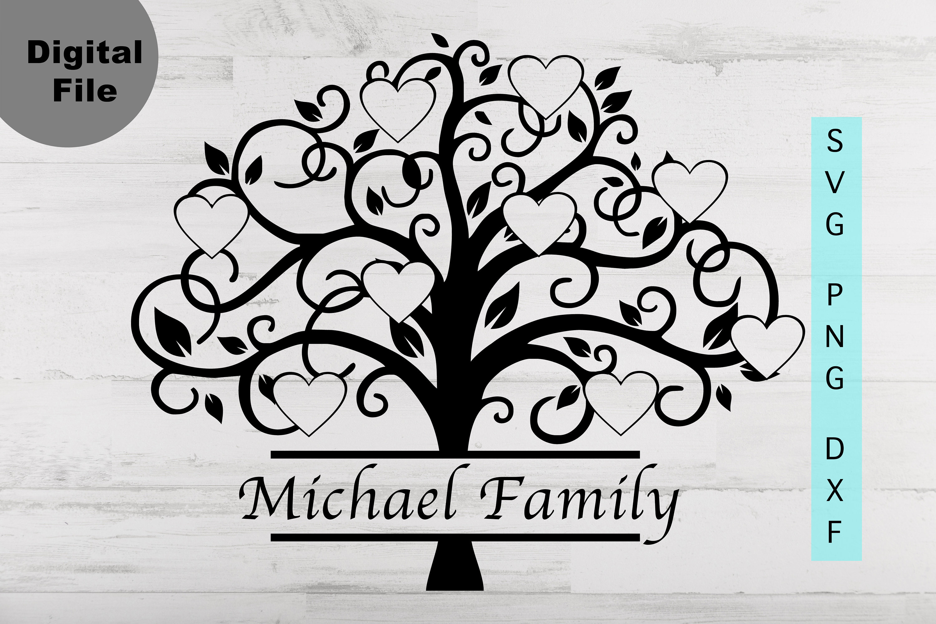 Family Tree 9 Members Svg Family Heart Tree Svg/png.dxf File | Etsy