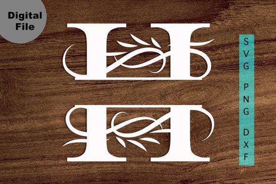 Split Letter H SVG/PNG/DXF Swirls Alphabet H Monogram Frame | Etsy