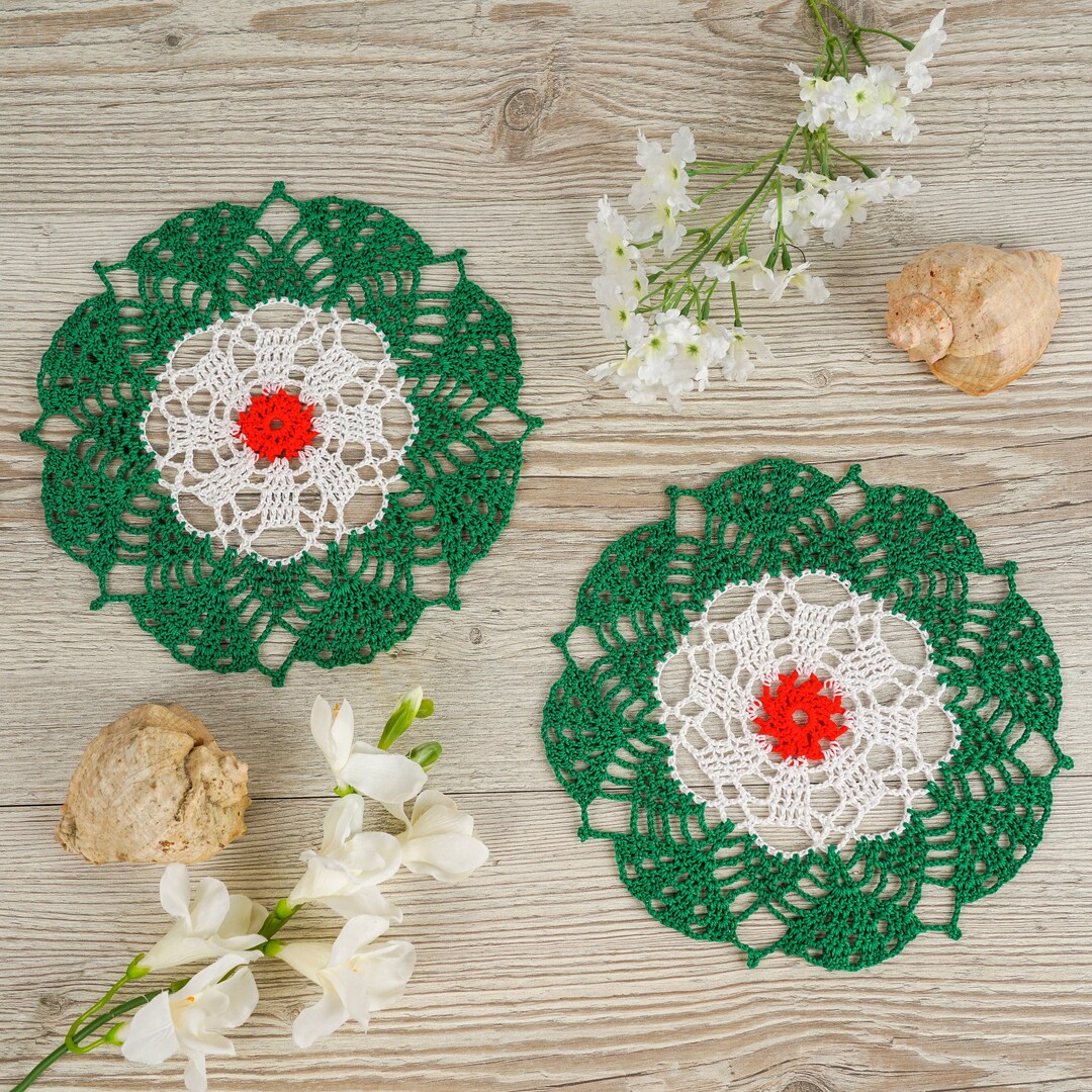 Christmas Crochet Lace Doily Christmas Crochet Coasters Christmas ...