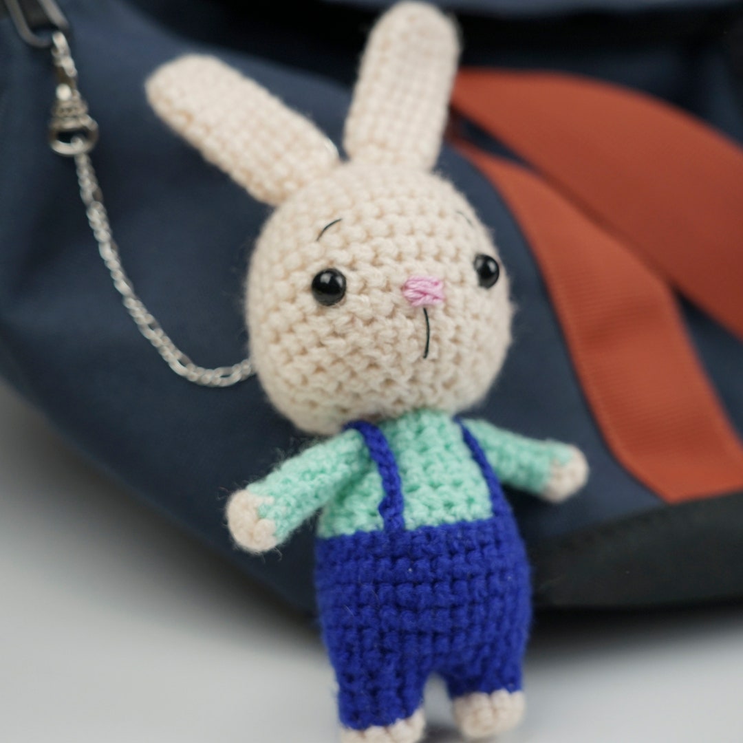 Rabbit Keychain, Bunny Keychain, Crochet Rabbit Bunny Keychain, Knitted ...