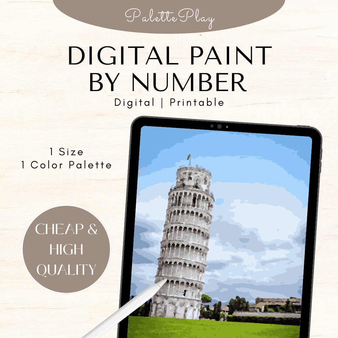 Tower of Pisa Paint by Number Kit Adult Printable & Digital Download ...