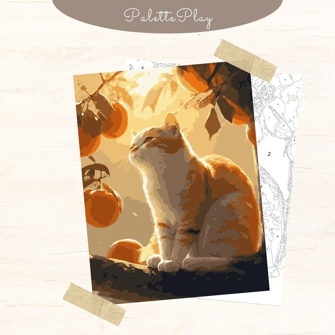 Cat Paint by Number Kit Adult Printable & Digital Download Art Color by ...