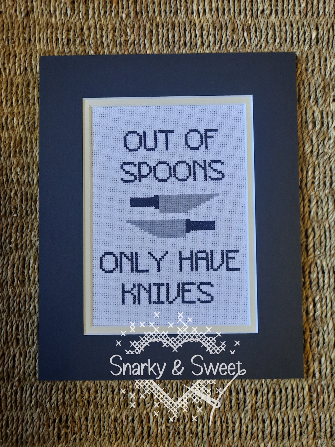 Out of Spoons Stitch, Mental Health Cross Stitch, Snarky Cross Stitch ...