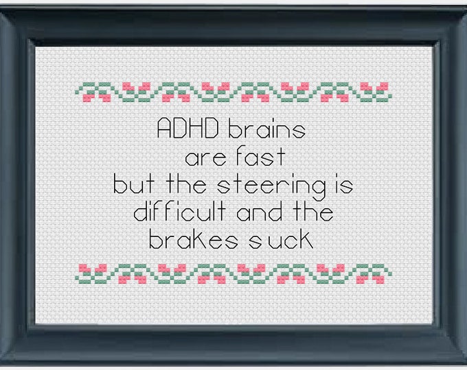 ADHD Brains Are Fast PDF Cross Stitch Pattern, 5 by 7 Inch Pattern ...