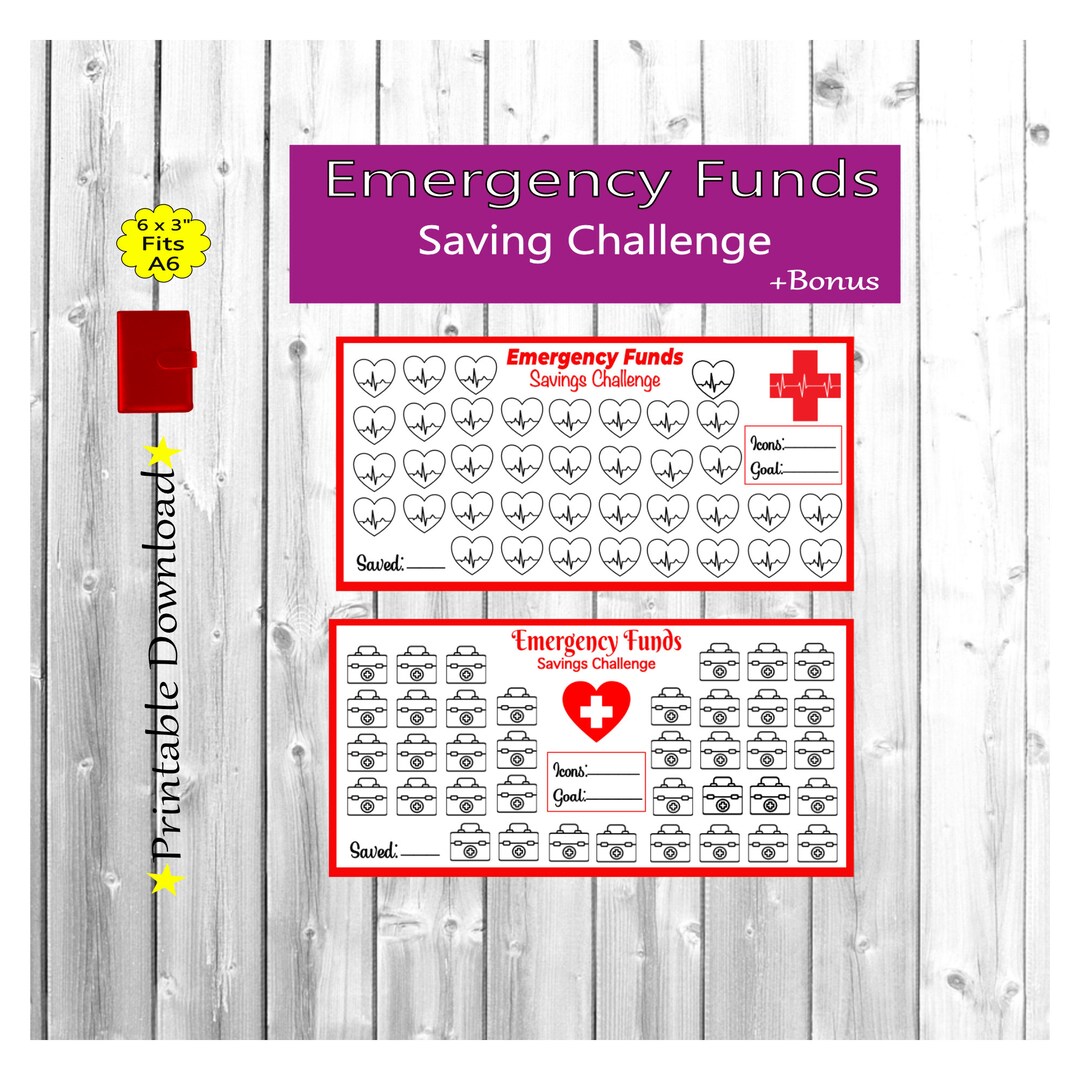 Emergency Funds Savings Challenge, A6 Savings Challenge, Cash Savings ...